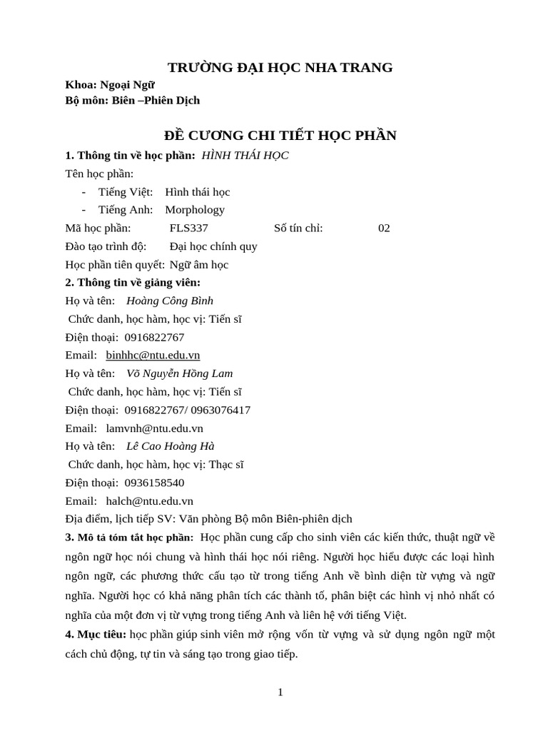 DCCTHP Hình thái học | PDF