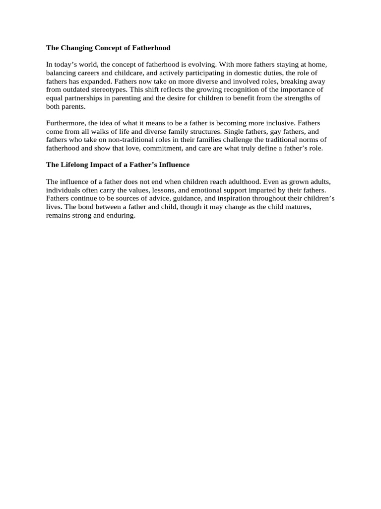 The Changing Concept of Fatherhood | PDF