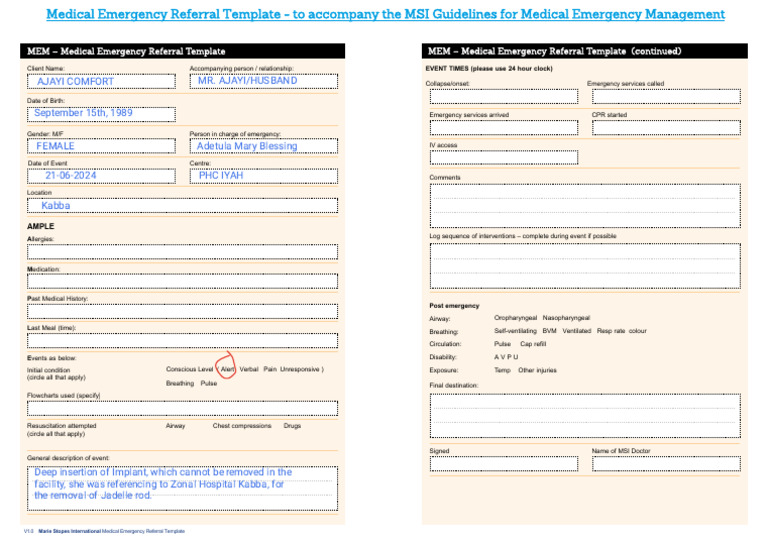 MEM Referral Template V1.0[30460]-Copy | PDF | Cardiopulmonary ...