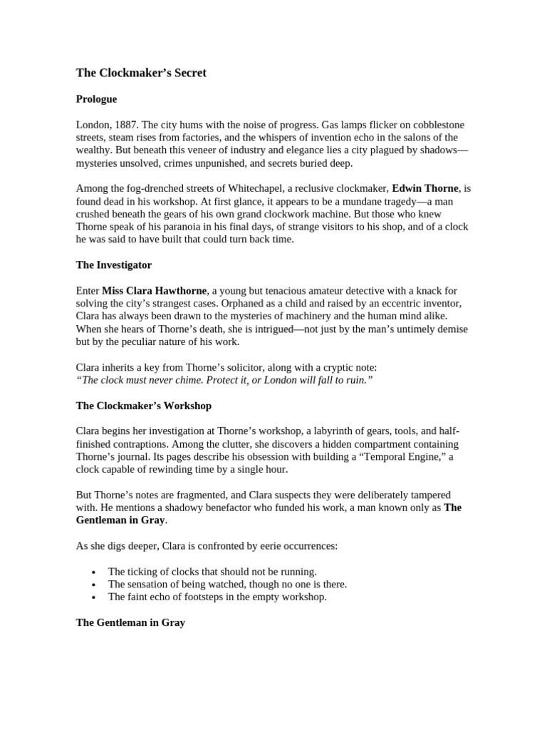 The Clockmaker S Secret Unveiled Pdf