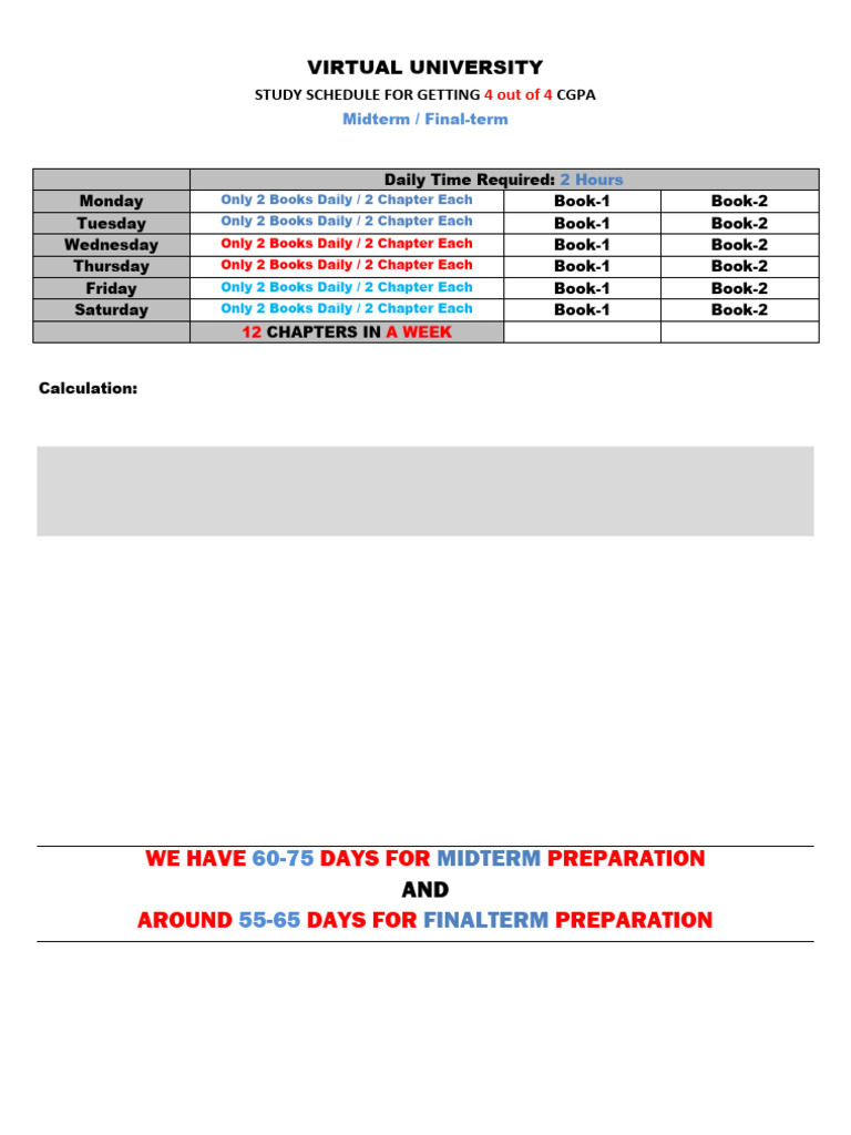 study schedule of VU | PDF