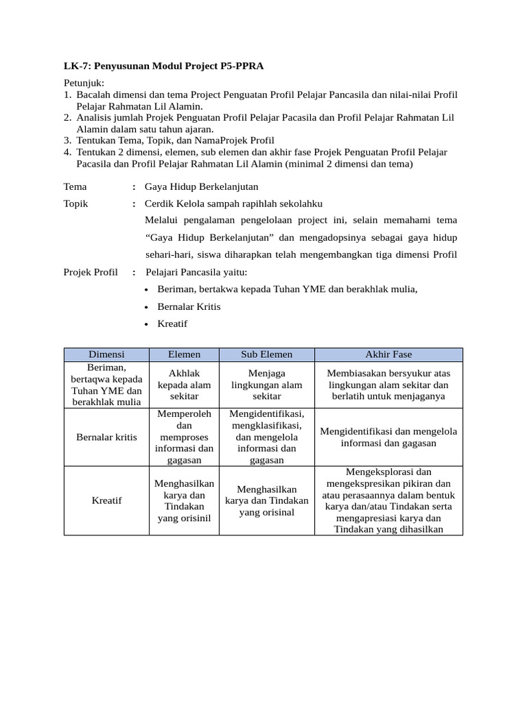 MODUL AJAR PROJECT P5 PEERTEACHING | PDF
