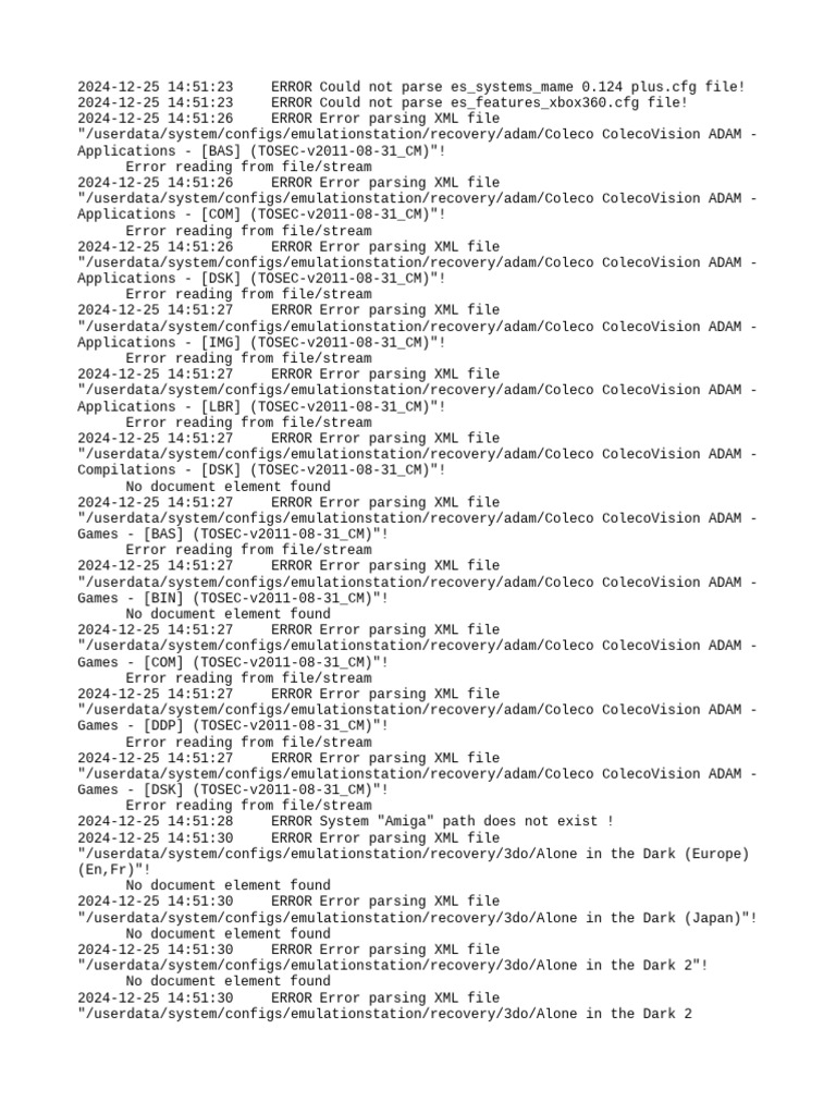 XML Parsing Errors in EmulationStation | PDF | Xml | Home Video Game ...
