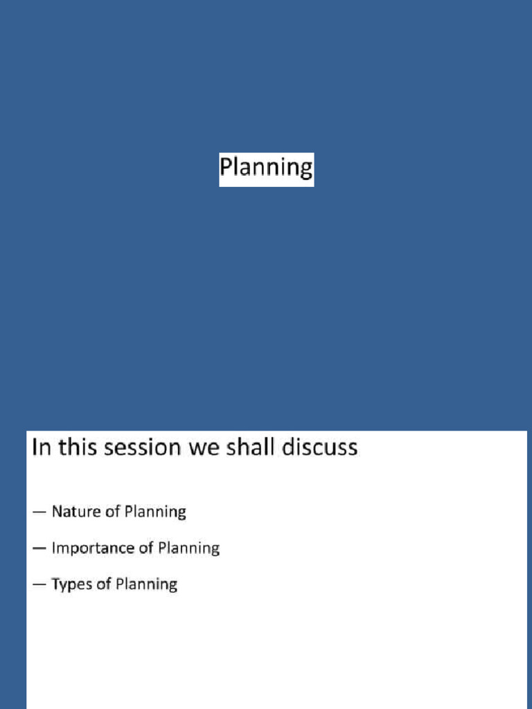 Planning Nature Importance and Type | PDF | Forecasting | Decision Making