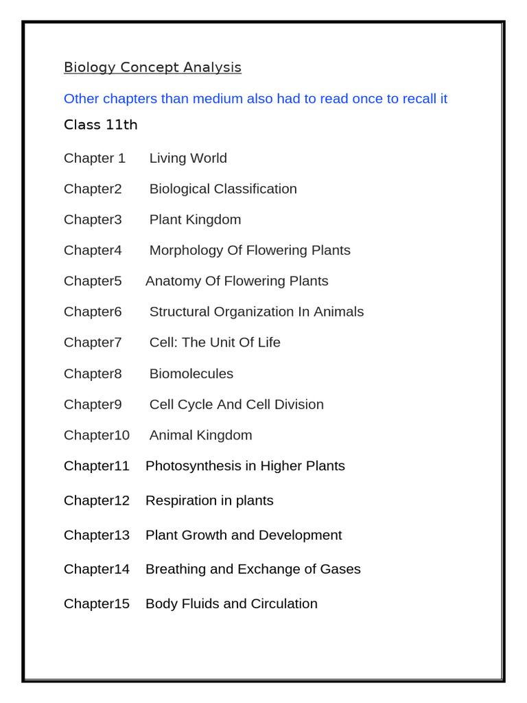 Biology Concepts Overview for Students | PDF