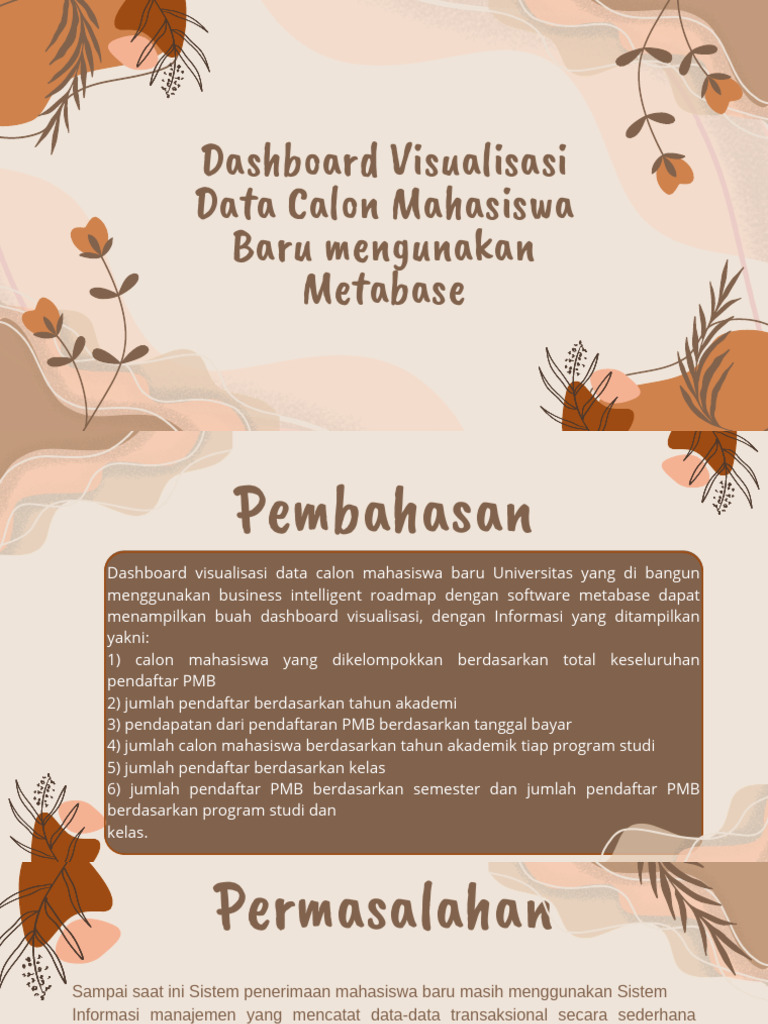 Dashboard Visualisasi Data Calon Mahasiswa Baru Mengunakan Metabase | PDF