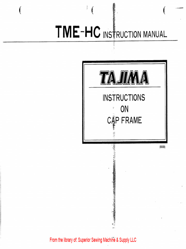 Tajima TME-HC User Manual | PDF | Screw | Embroidery
