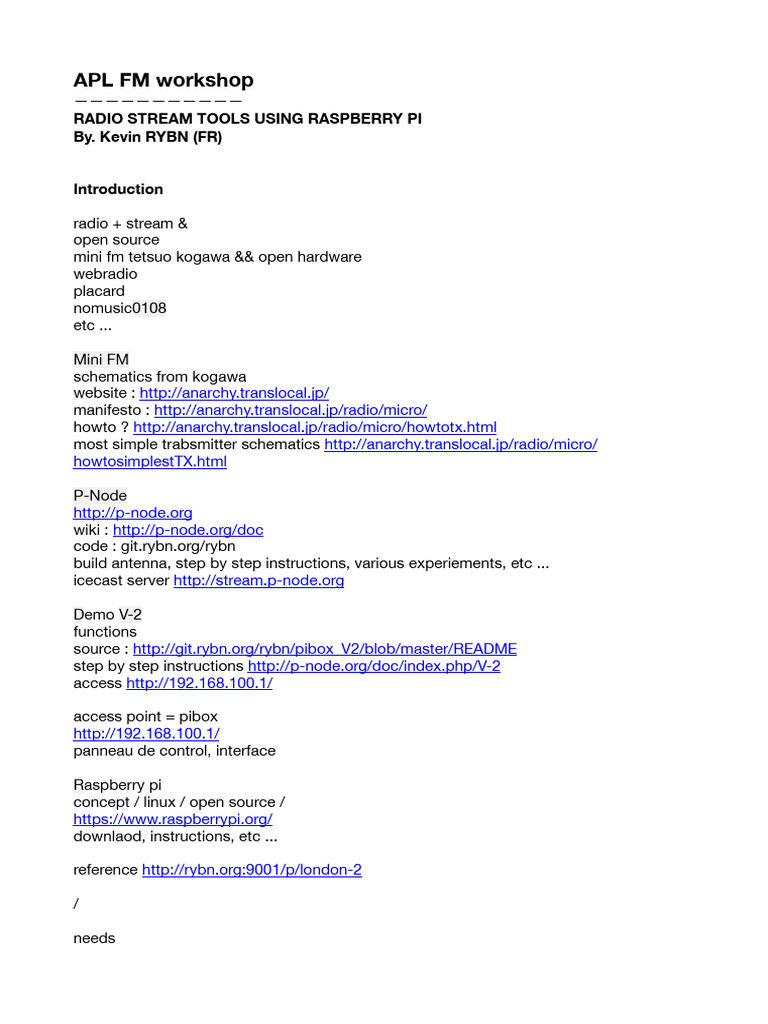 Rybn K Radio Stream Raspberry Pi | PDF | Software Defined Radio | Frequency Modulation