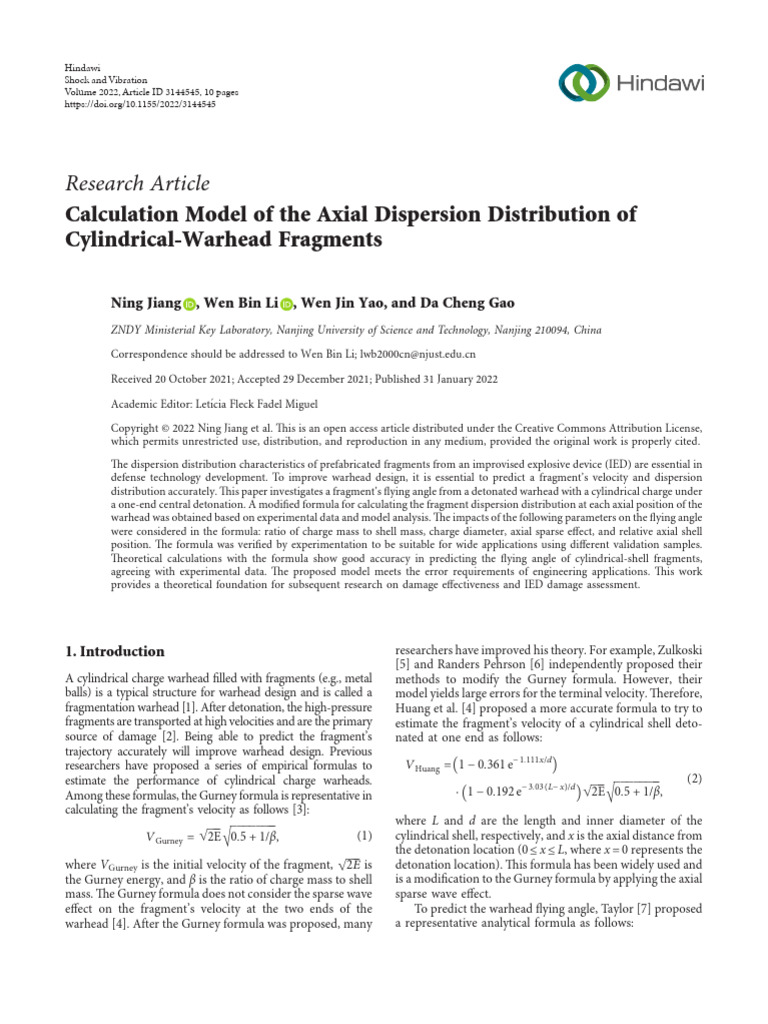 Shock and Vibration - 2022 - Jiang - Calculation Model of The Axial ...