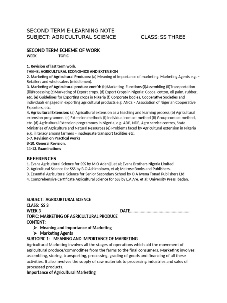 Ss 3 Agric E-Learning Note | PDF | Agriculture | Innovation