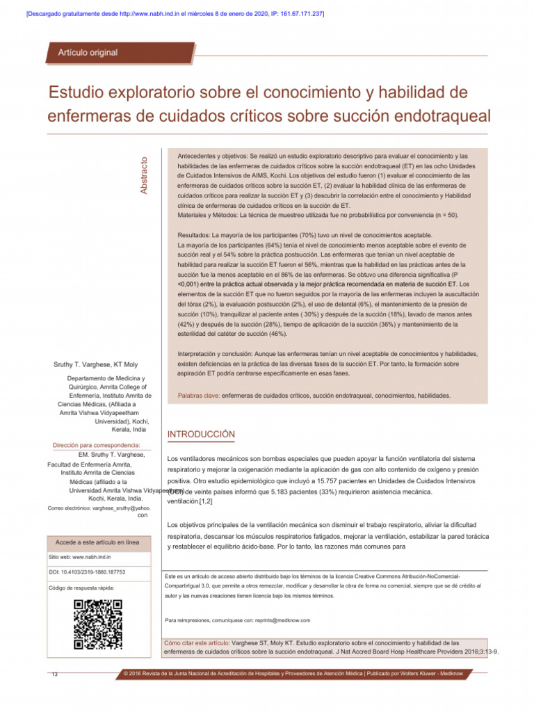 22 Exploratory Study On The Knowledge and Skill of Critical Care Nurses ...