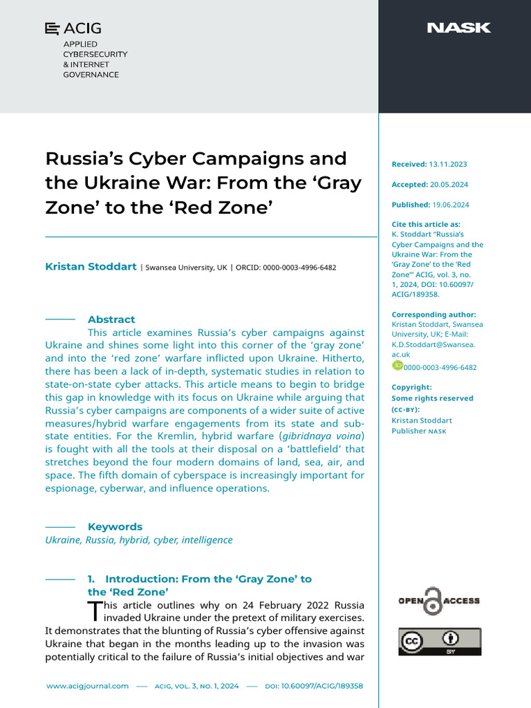 Russia - S Cyber Campaigns | PDF | Cyberwarfare | Security