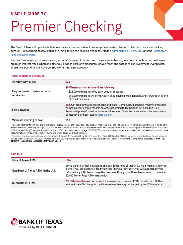 TX PEW Premier Checking | PDF | Overdraft | Transaction Account