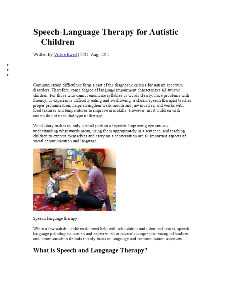 Speech-Language Therapy For Autistic Children | PDF | Autism | Speech ...