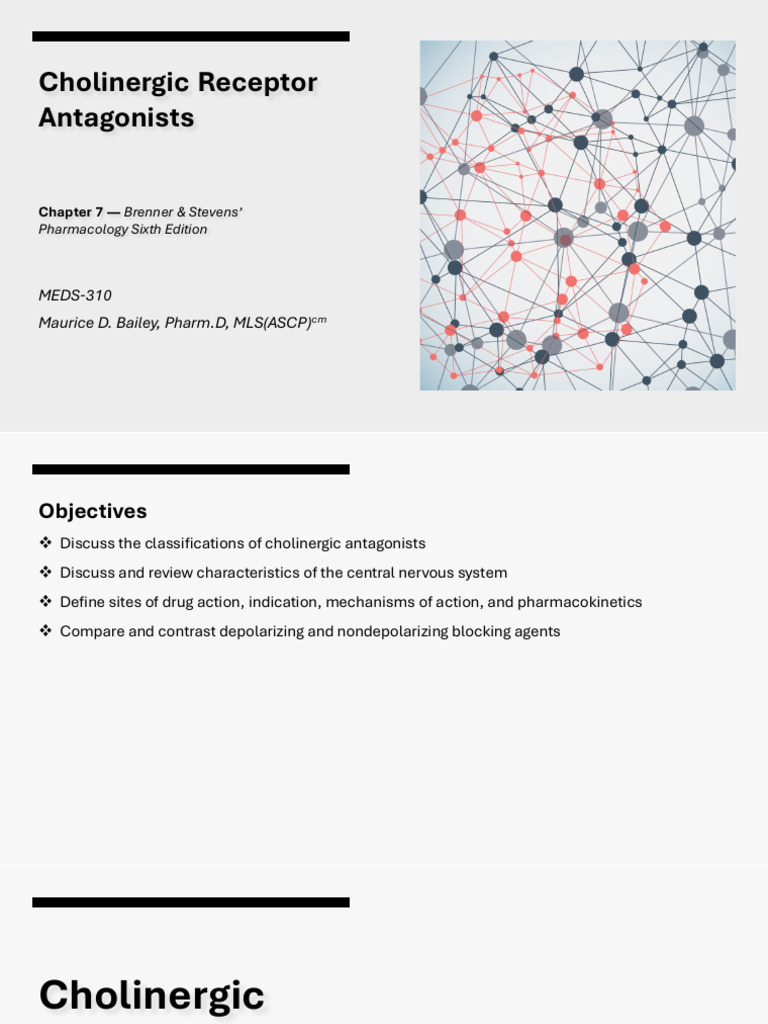 Cholinergic Receptor Antagonists (CHPT 7) | PDF | Acetylcholine ...