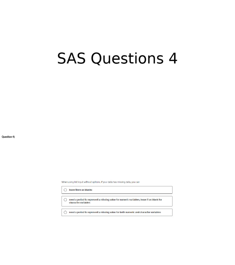 SAS Questions 4 | PDF