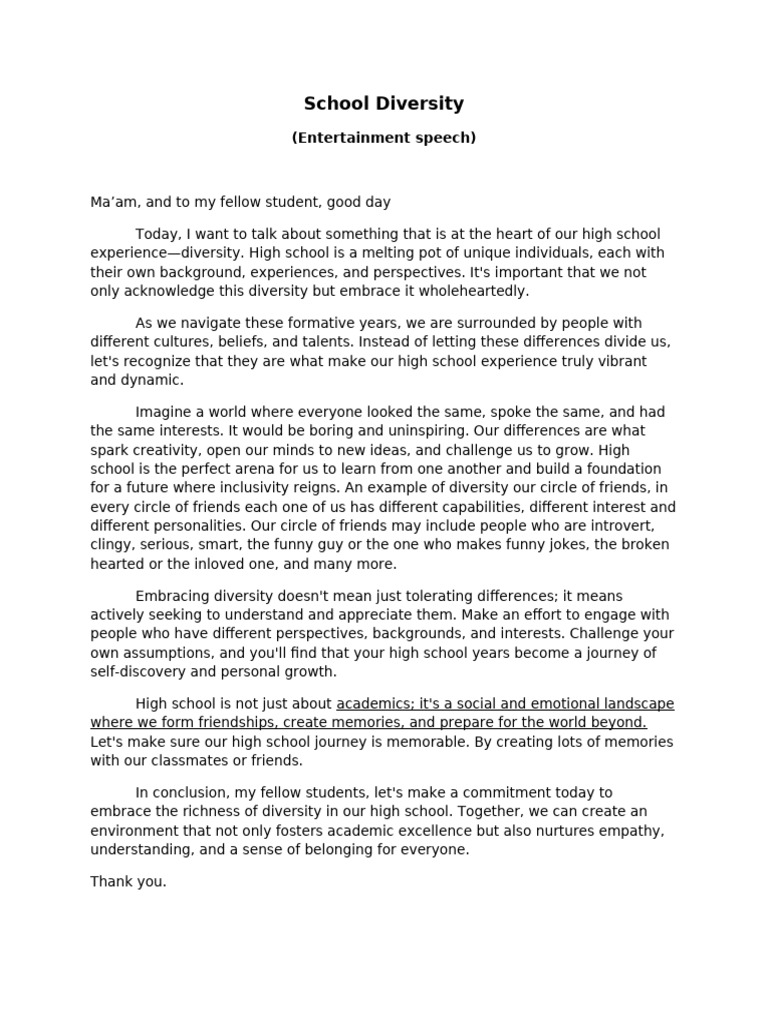 Entertainment Speech 1 | PDF