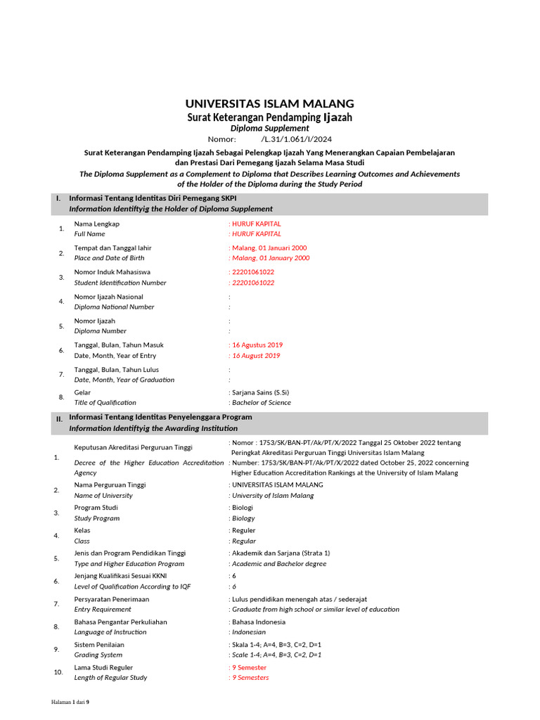 Template Skpi 2024 | PDF