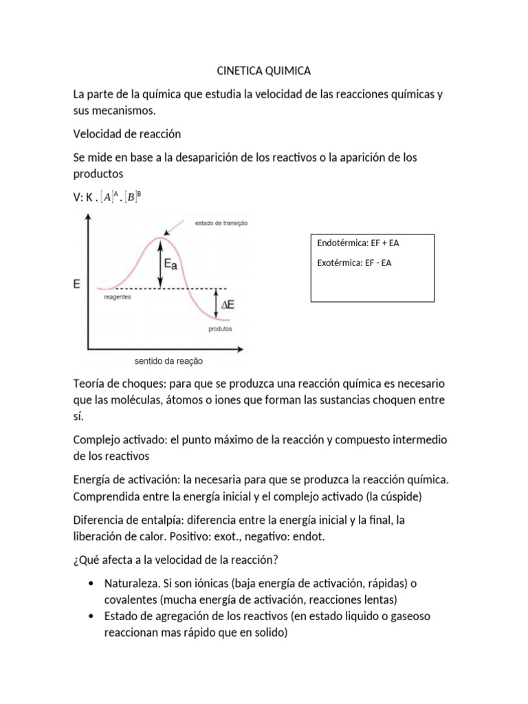 CINETICA QUIMICA Resumen | PDF
