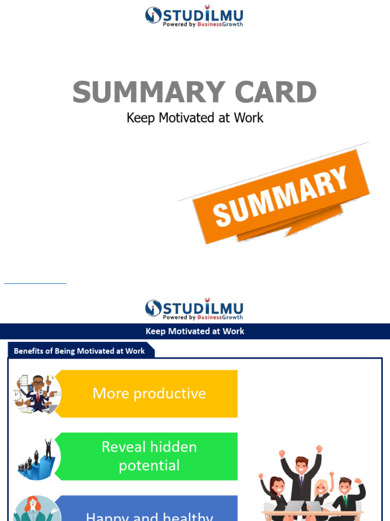 Summary Card: Keep Motivated at Work | PDF