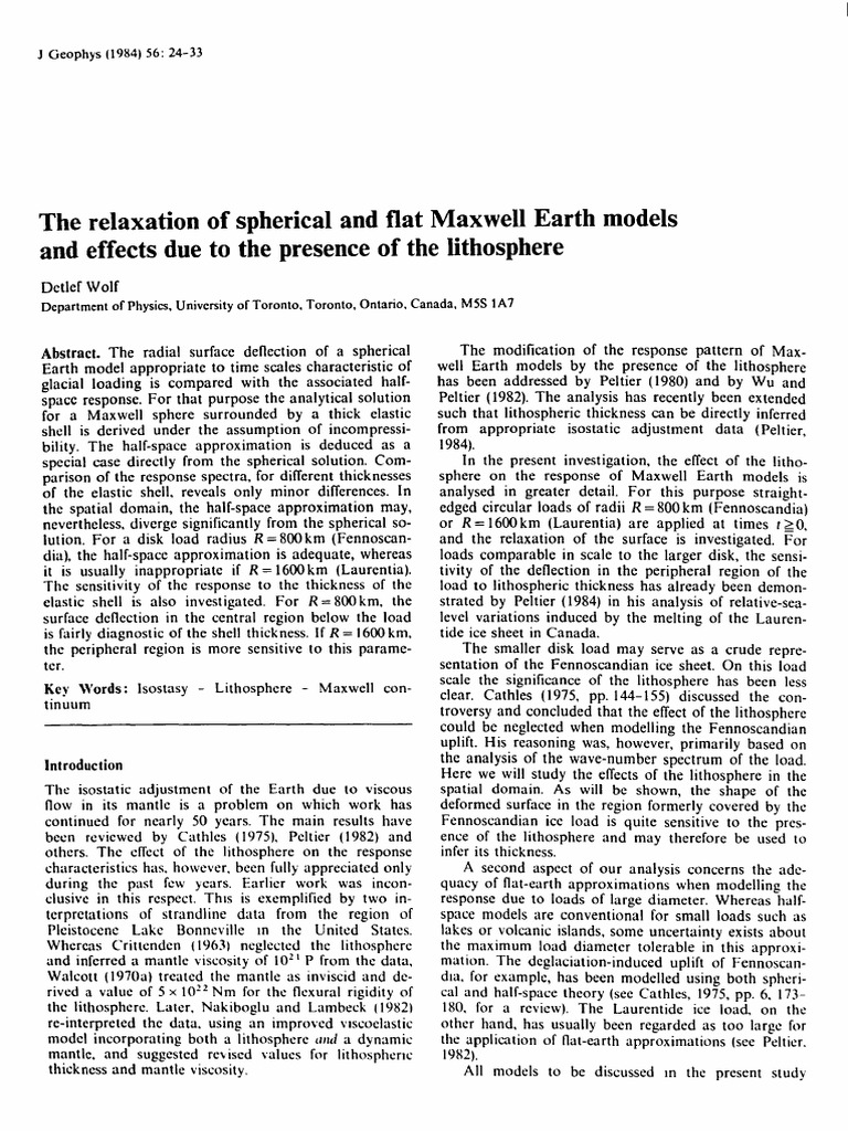 Maxwell Earth Models and Lithosphere Effects | PDF | Viscosity | Mechanics