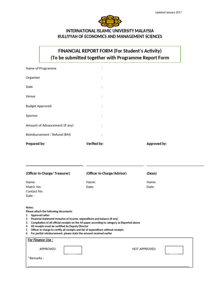 New Financial Report Form - Student | PDF | Public Finance | Government