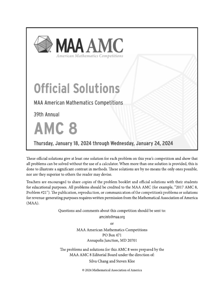 v24 AMC8 Solutions | PDF