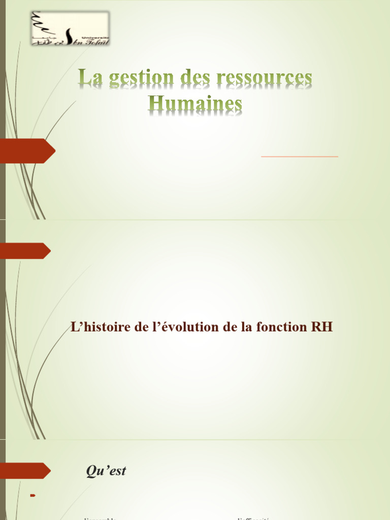 Évolution de la fonction RH | PDF | Gestion des ressources humaines ...