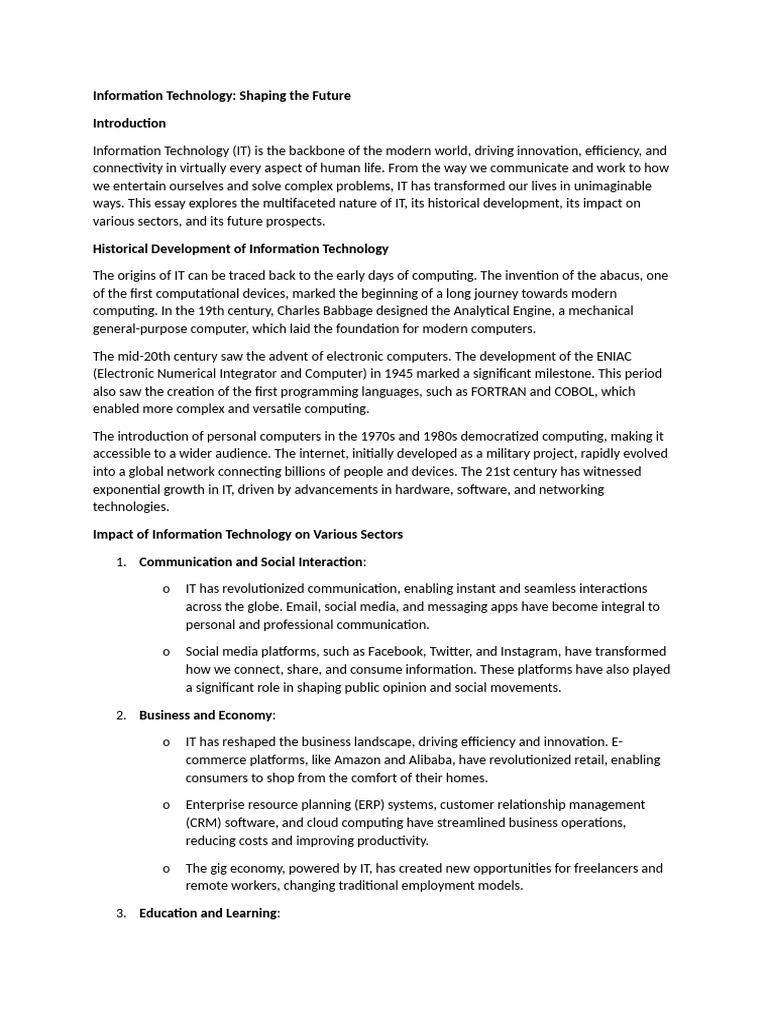 Information Technology | PDF | Internet Of Things | Information Technology