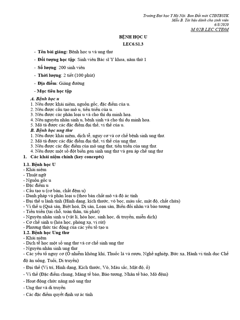 2B. Lec6.s1.3 U Và Ung Thư | PDF