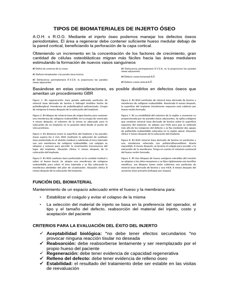Tipos de Biomateriales para Injerto Óseo | PDF | Hueso | Calcio