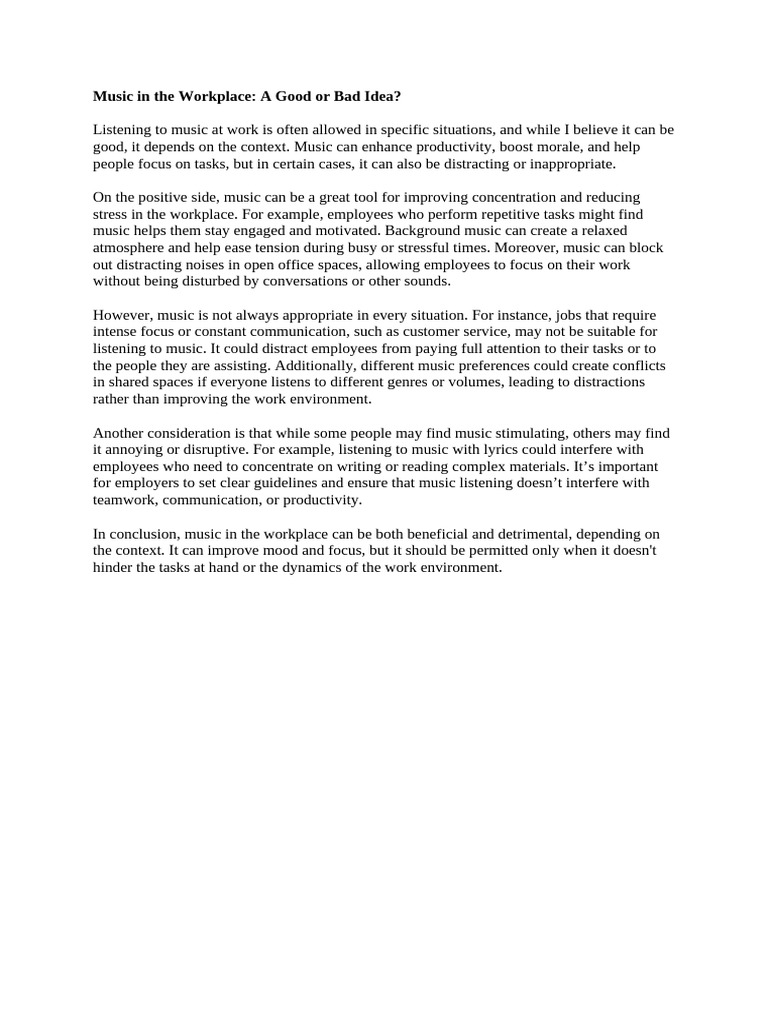 Music in The Workplace | PDF