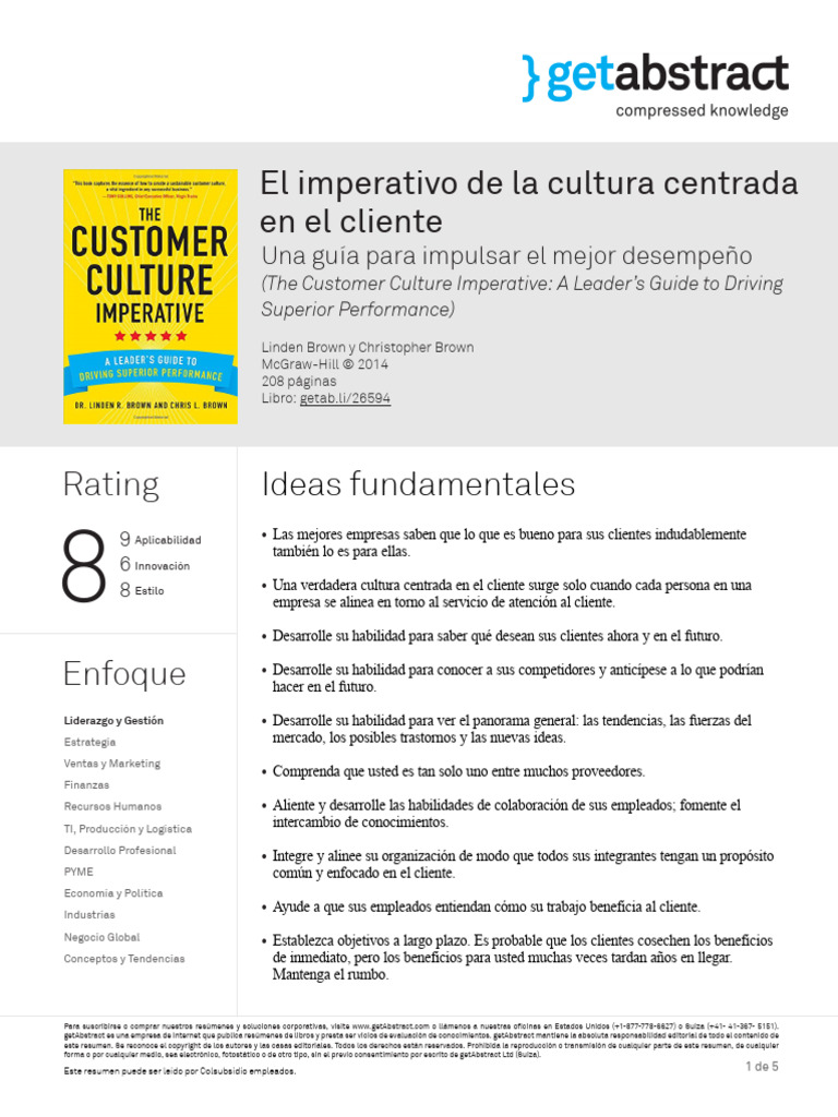 el-imperativo-de-la-cultura-centrada-en-el-cliente-brown-es-26594 | PDF | Business | Cliente