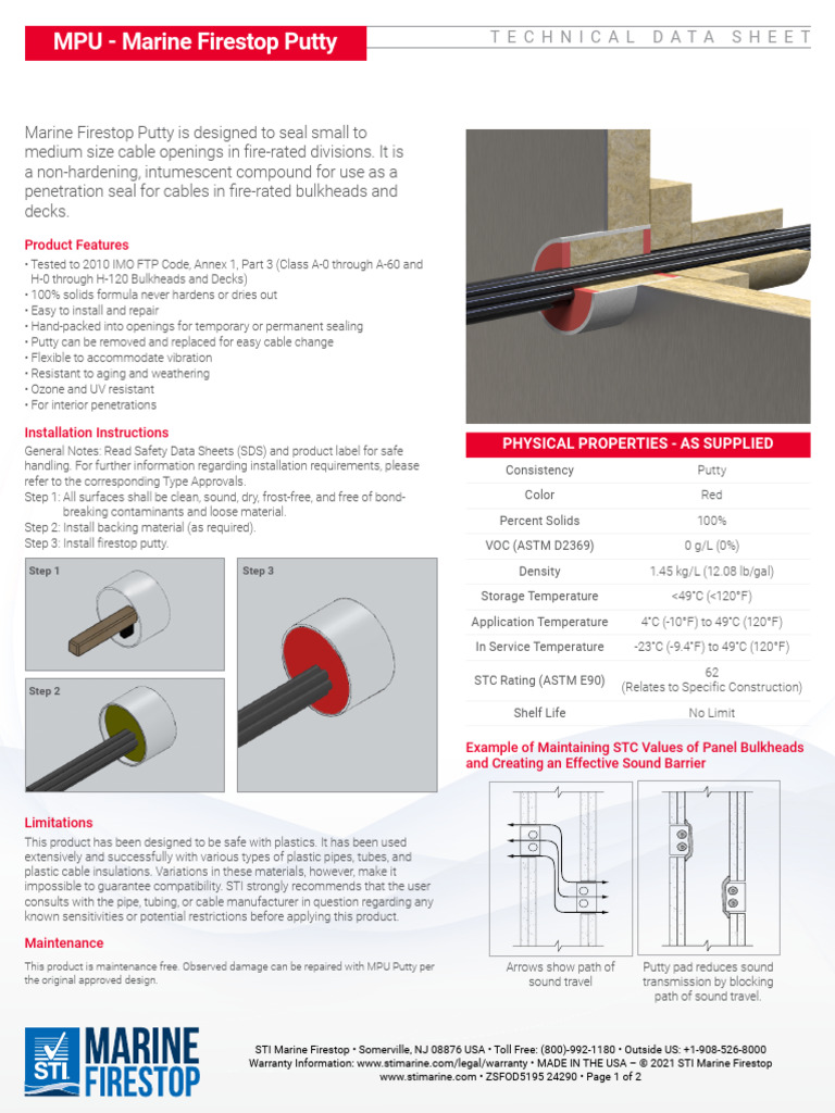MPU Firestop Putty Technical Data Sheet | PDF | Building Engineering ...