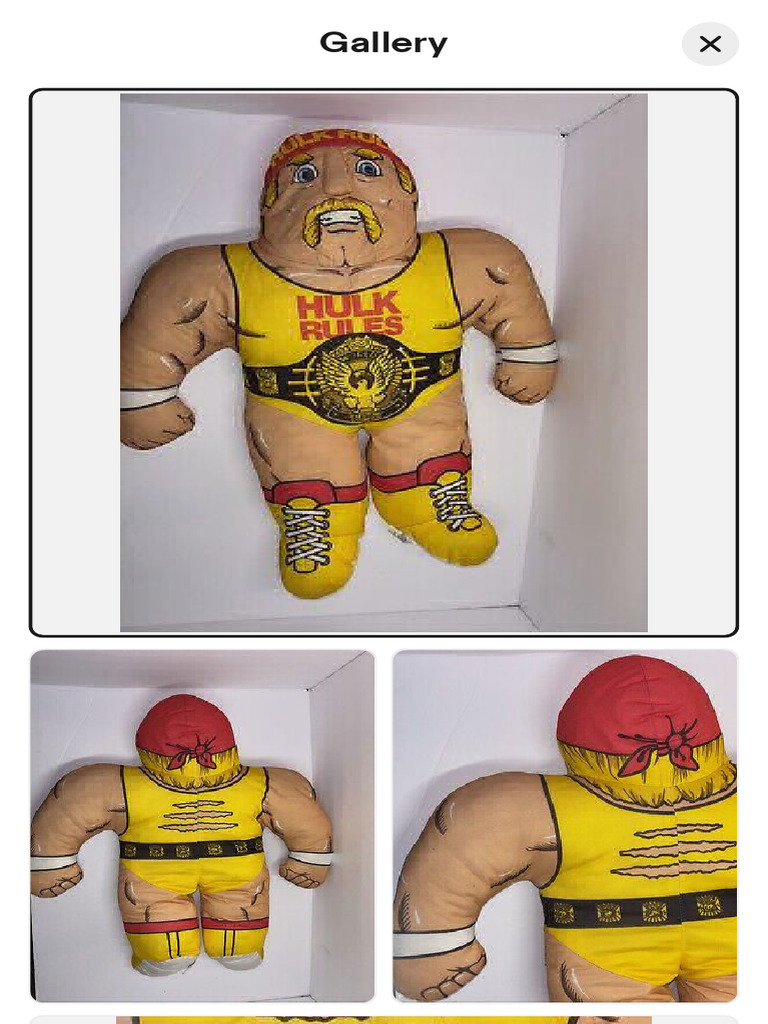 Vintage Tonka WWF Wrestling Buddies Hulk Hogan Plush Pillow 1990 HULK ...
