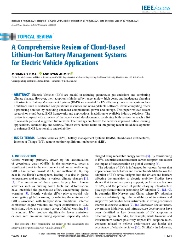 A Comprehensive Review of Cloud-Based Lithium-Ion Battery Management Systems for Electric ...