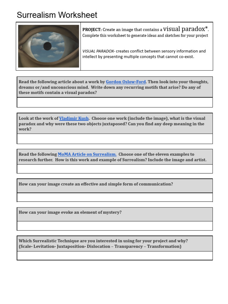 Oliver Benn - Surrealism Worksheet | PDF