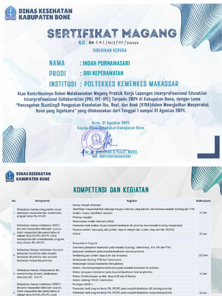 Sertifikat Magang PKL 2024 INDAH PURNAMASARI (1) | PDF