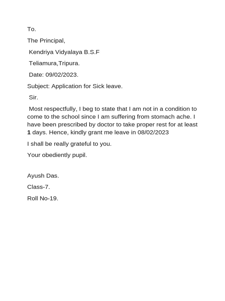 Letter For Leave of Absence For Sick Leave | PDF
