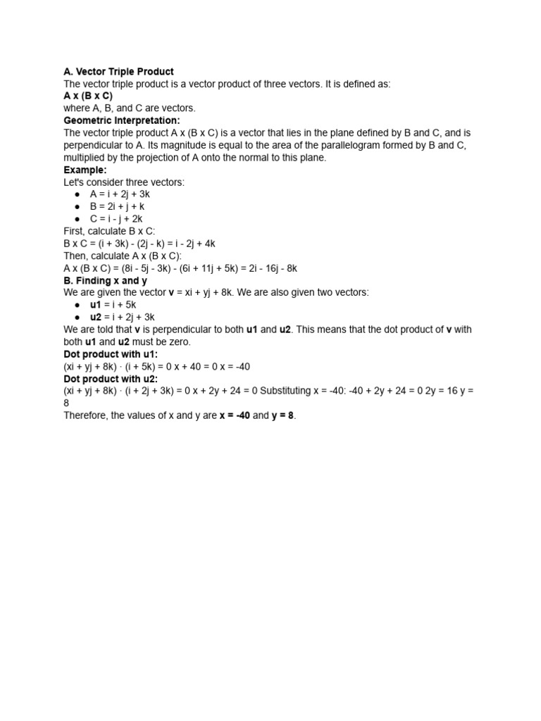 A. Explain Vectors Triple Product With Examples. - .. | PDF