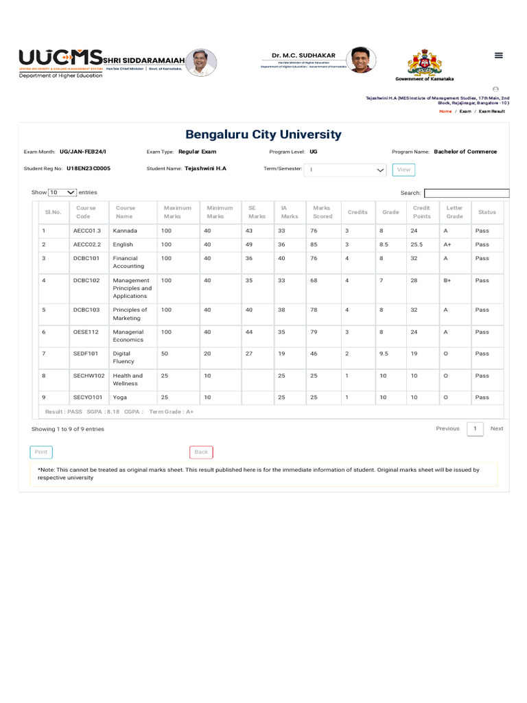 teju first sem results | PDF | Business