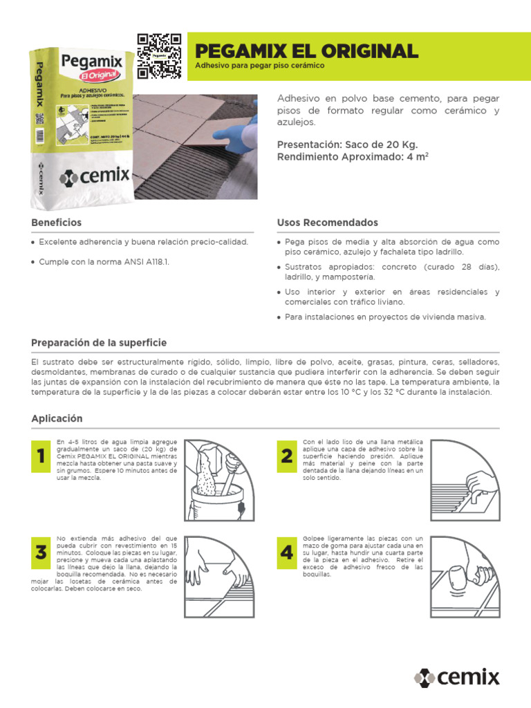 Ft Cemix Pegamix El Original 07032023 Min | PDF | Agua | Adhesivo
