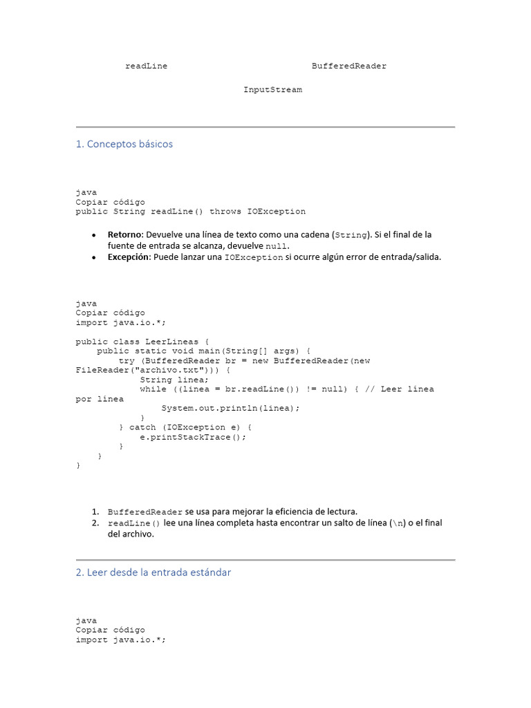readLine | PDF | Java (lenguaje de programación) | Archivo de computadora