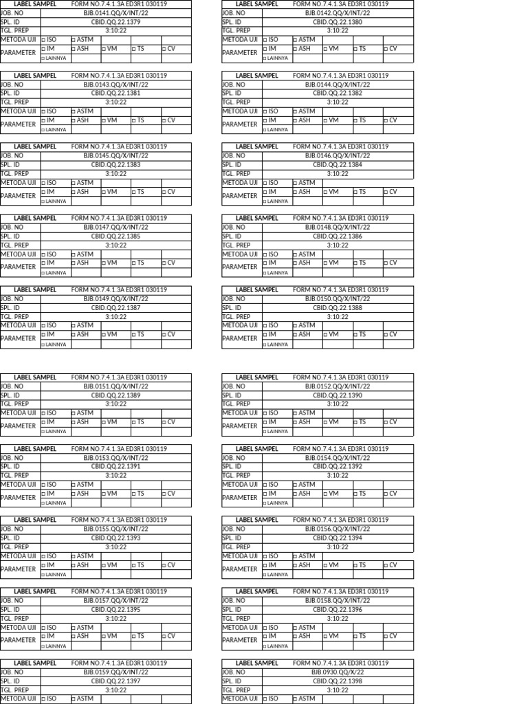 Label Sampel a1 | PDF