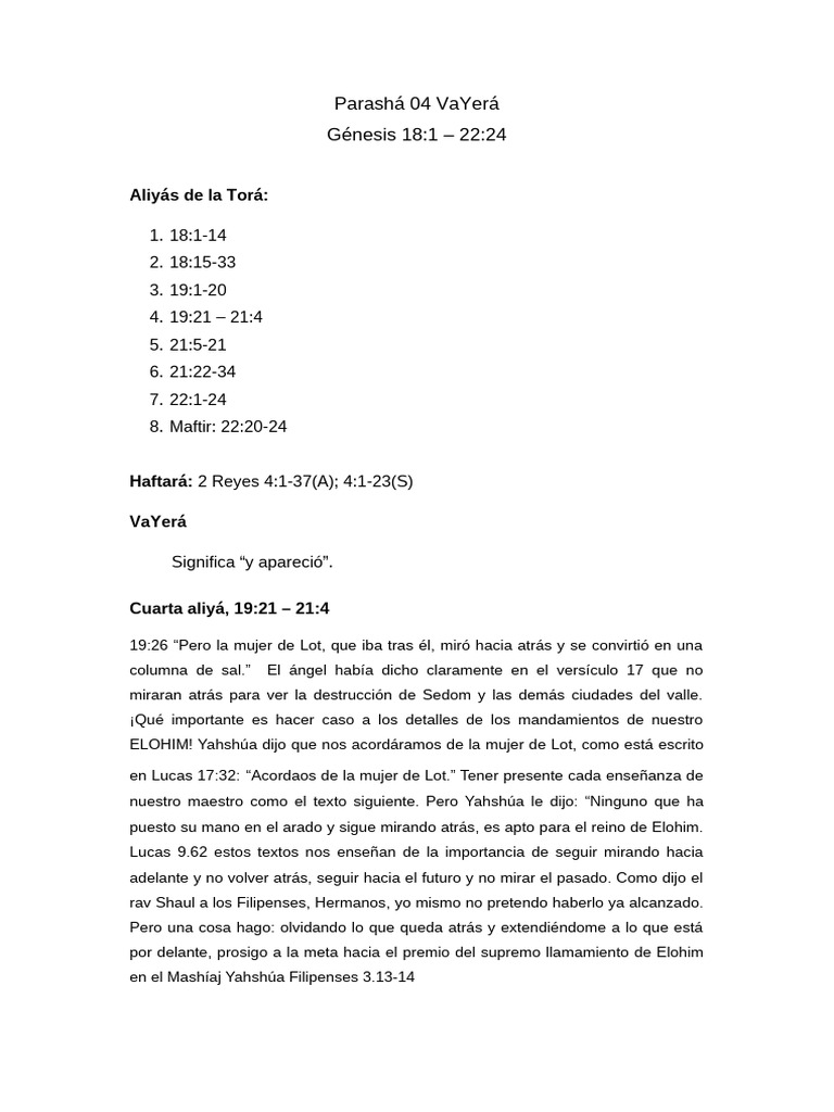 Parashá 04 VaYerá ALIYA 4-5 | PDF | Sarah | Oración