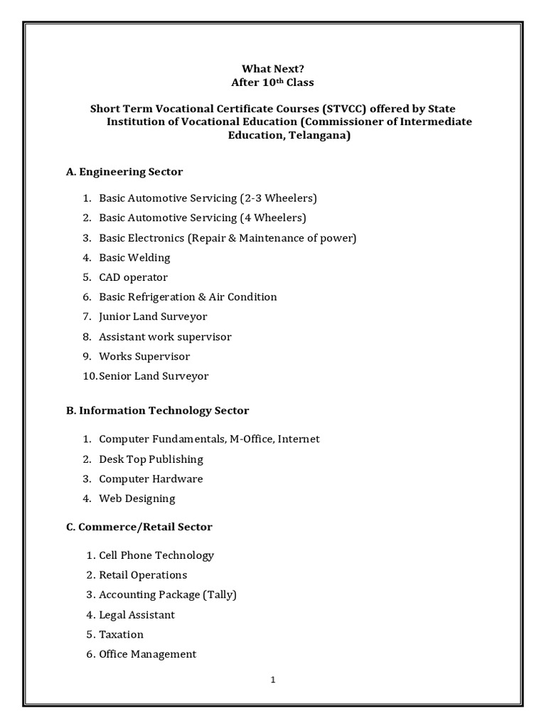 7 - Short Term Vocational Certificate Courses | PDF