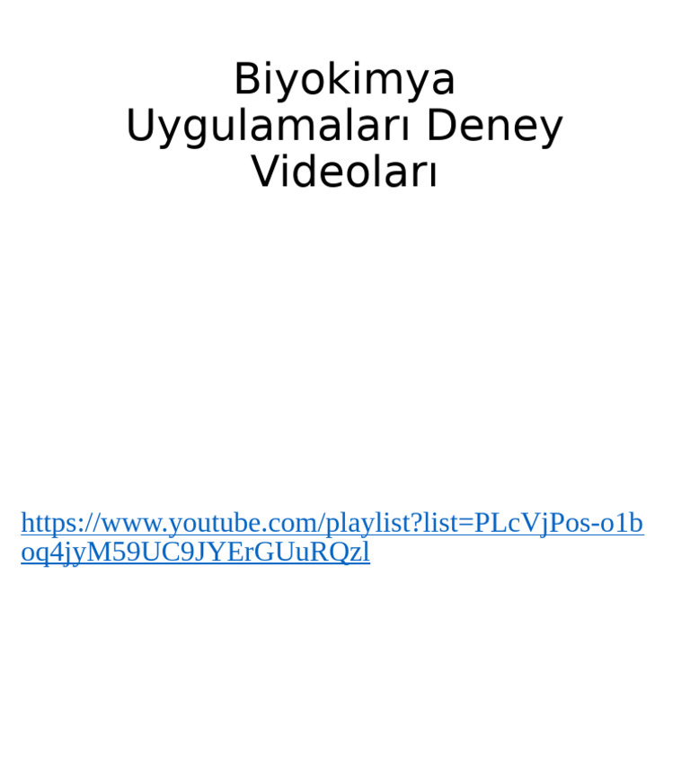 Biyokimya Deney Videoları | PDF
