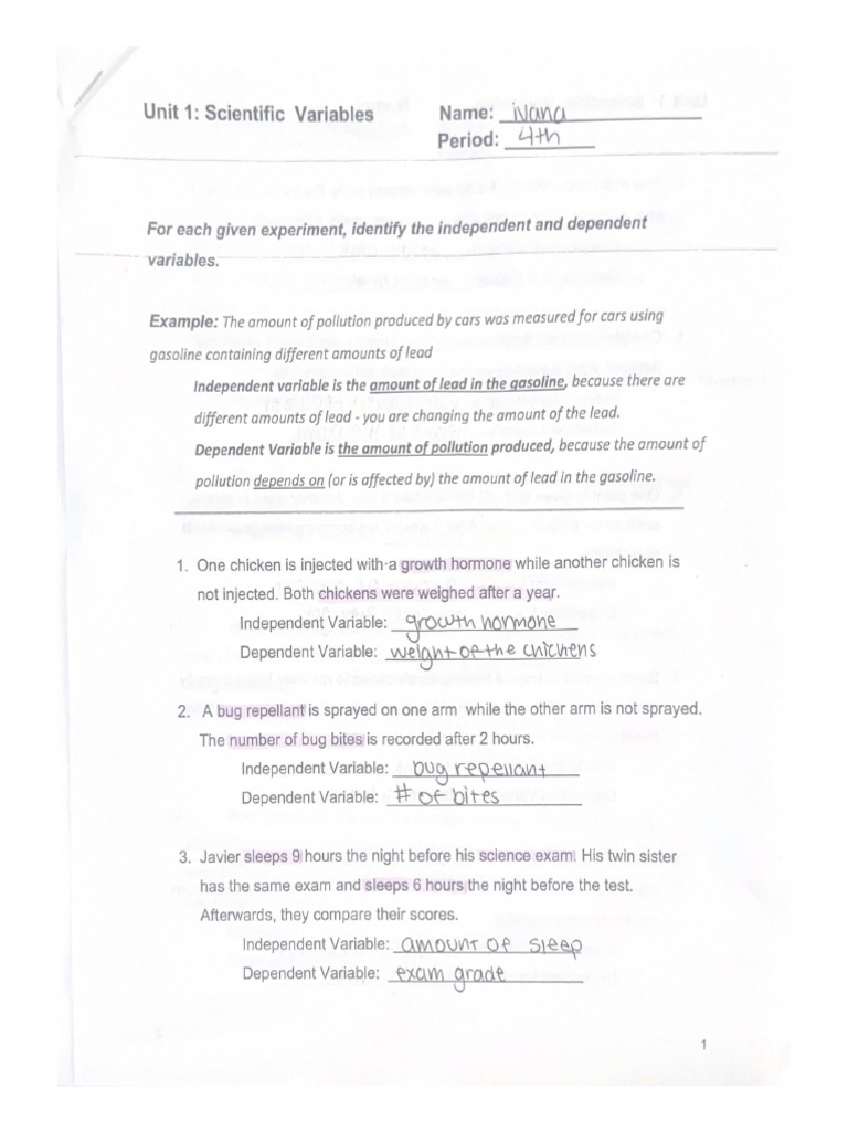 Unit 1 Scientific Variables | PDF