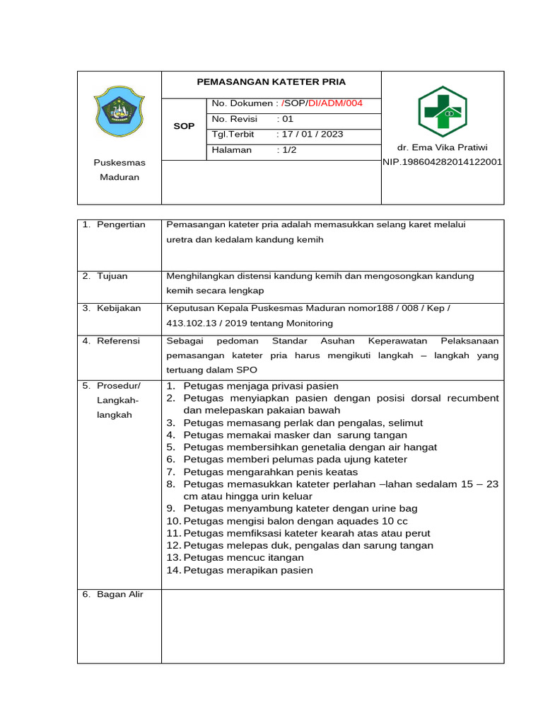 Sop Pemasangan Cateter Pria | PDF