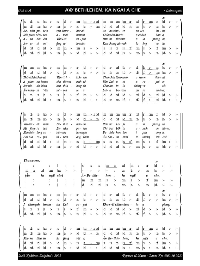 Aw Bethlehem, Ka Ngai A Che-1 | PDF